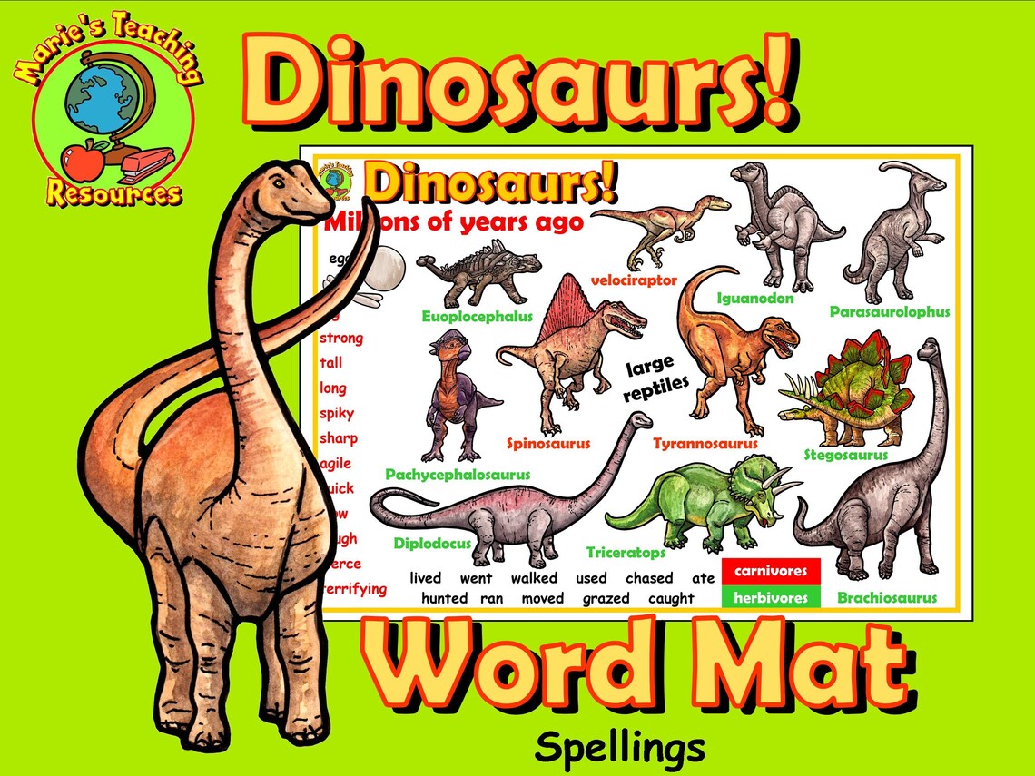 Dinosaurs Word Mat, Dinosaurs Visual Aid Poster, Dinosaurs Writing ...
