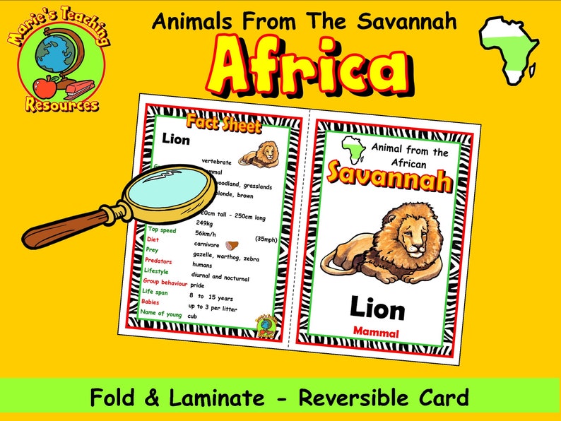 African Animals Fact Sheets, Names Groups Animal Classification Visual ...