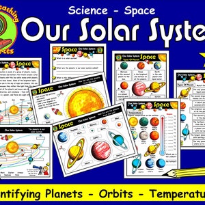 Space Our Solar System, Planets Moon Sun Facts and Worksheets, Science ...