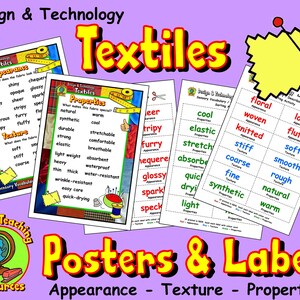 Fabrics Properties Posters, Sorting Activity Labels, Design Technology ...