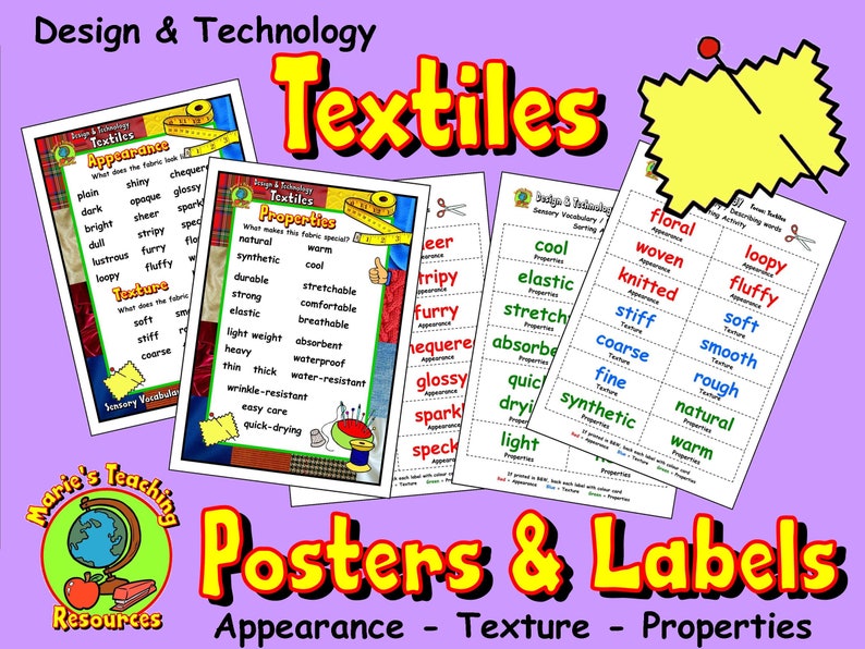 Fabrics Properties Posters, Sorting Activity Labels, Design Technology ...