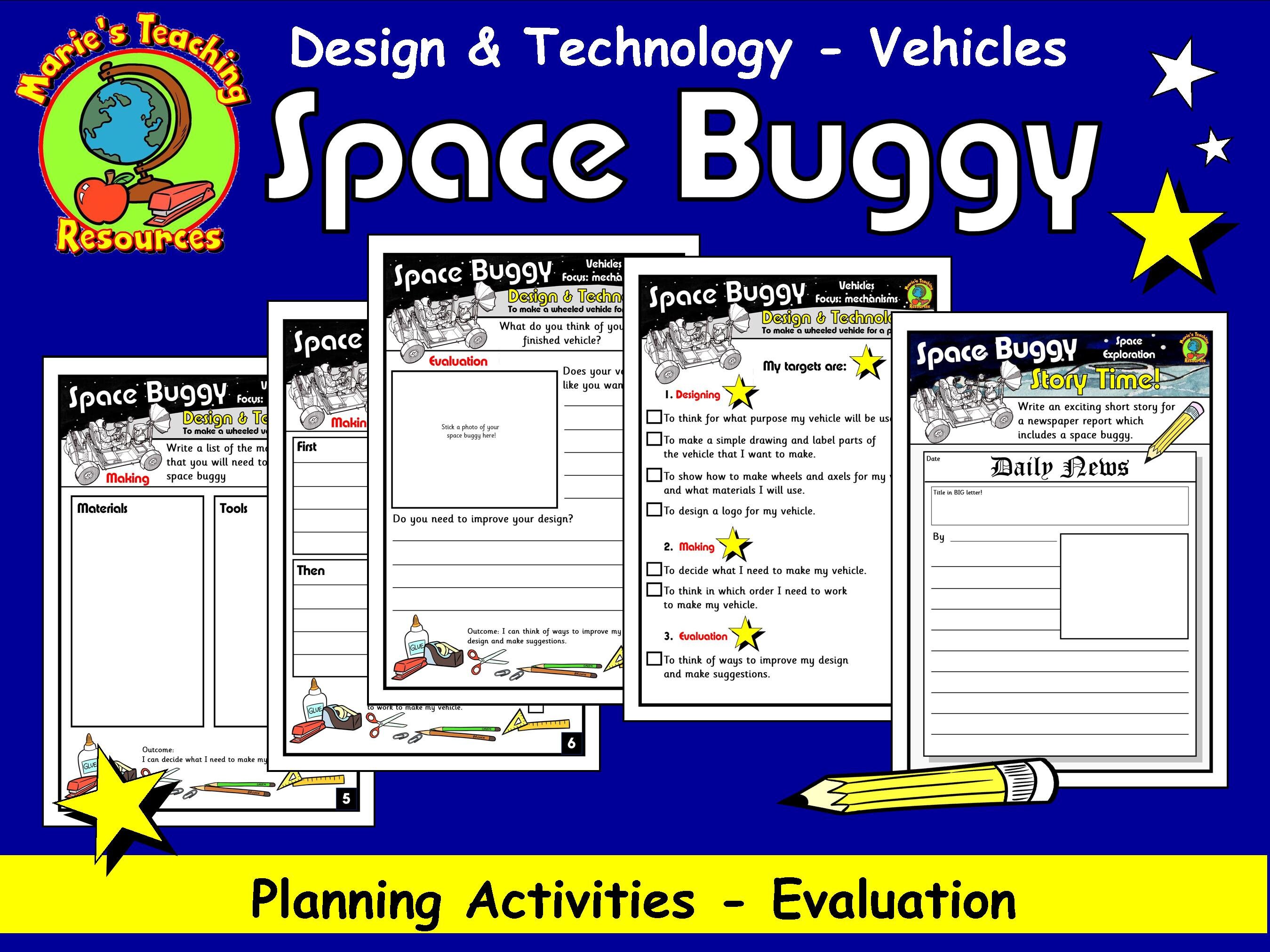 Space Buggy DT Worksheets Design and Technology Vehicles DT - Etsy