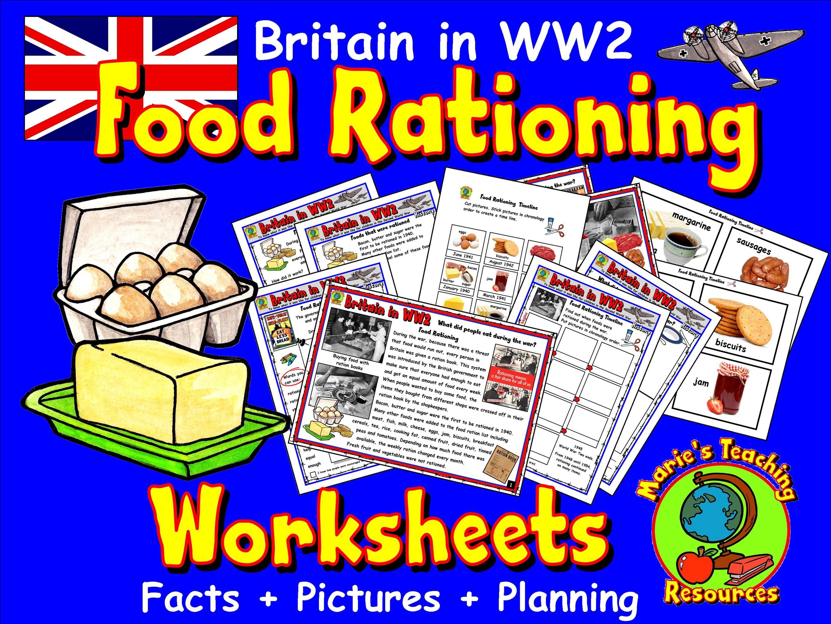 Britain WW2 Food Rationing Worksheets, Food Rationing Facts and ...