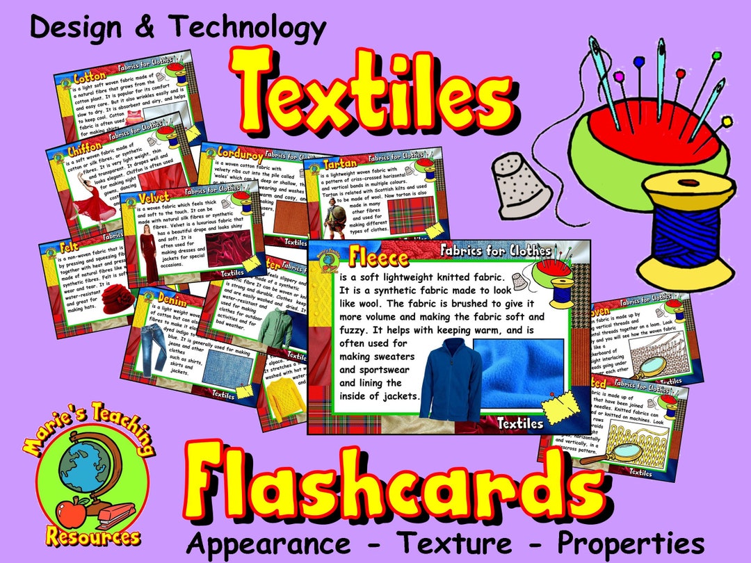 Fabrics Properties Flashcards, Design Technology Textiles Teaching ...