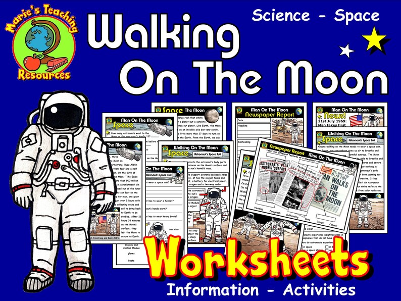 Space Walking on the Moon Worksheets, Space Teaching Resources, Science ...