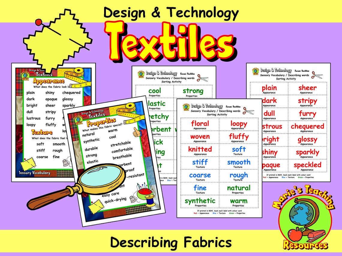 Fabrics Properties Posters, Sorting Activity Labels, Design Technology ...
