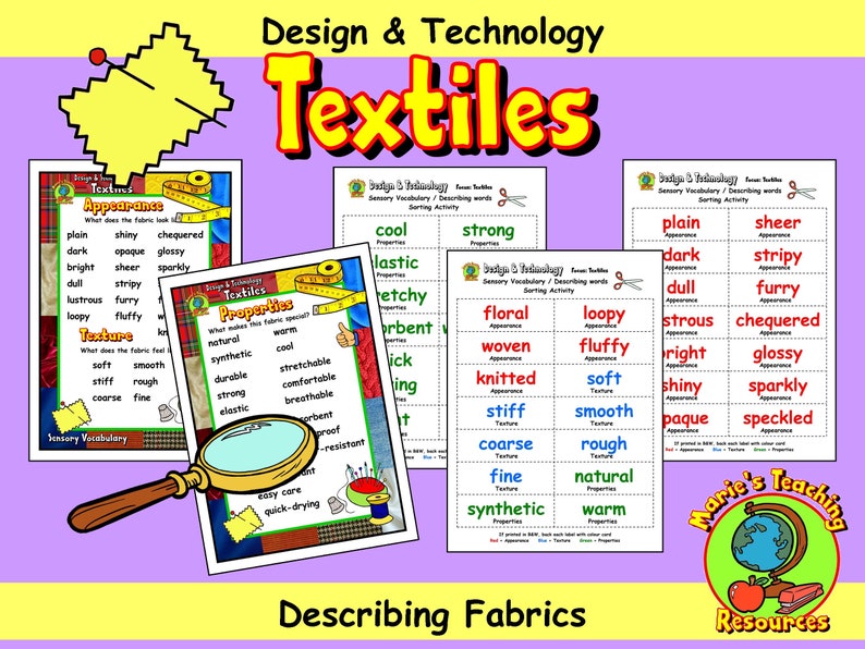 Fabrics Properties Posters, Sorting Activity Labels, Design Technology ...