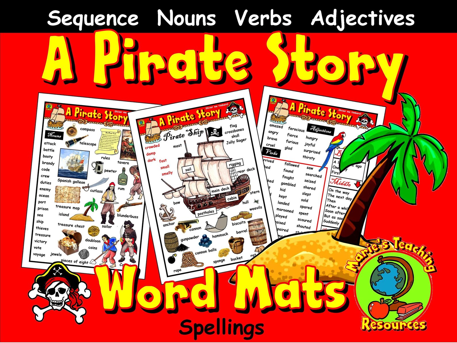 Pirates Creative Story Writing Prompts, Vocabulary Story Sequence ...