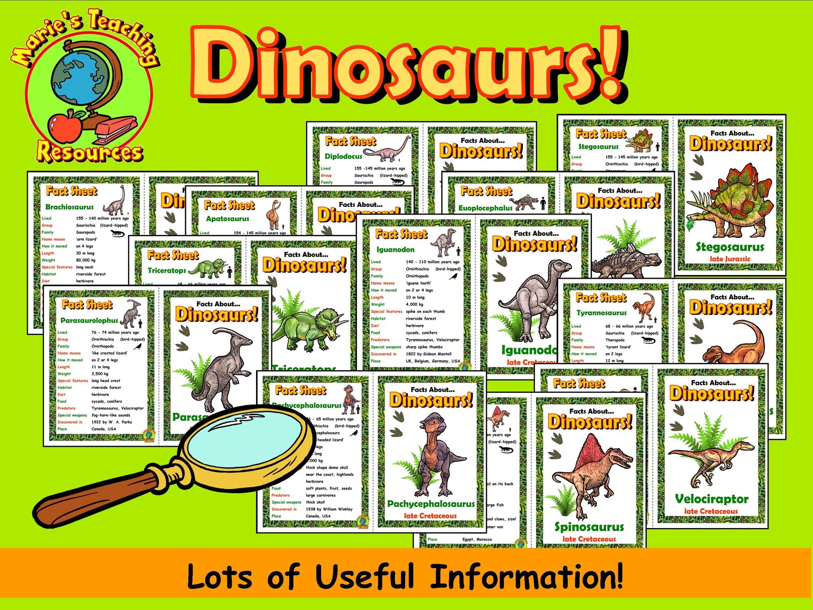 Dinosaurs Fact Sheets, Dinosaurs Visual Aid Posters, Dinosaurs Teaching ...