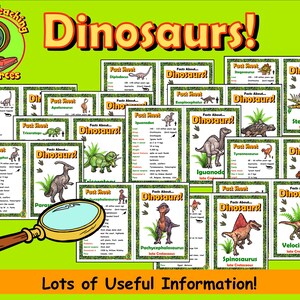 Dinosaurs Fact Sheets Visual Aid Posters, Dinosaurs Teaching Resources ...