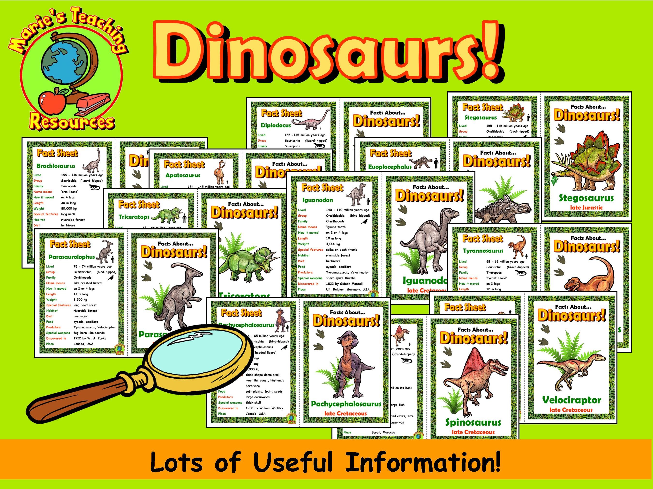 Dinosaurs Fact Sheets, Dinosaurs Visual Aid Posters, Dinosaurs Teaching ...