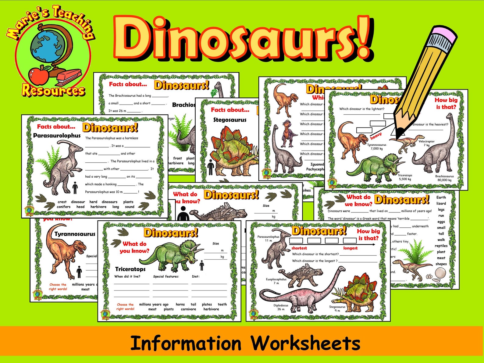 Dinosaurs Worksheets, Dinosaurs Visual Aid Posters, Dinosaurs Teaching ...