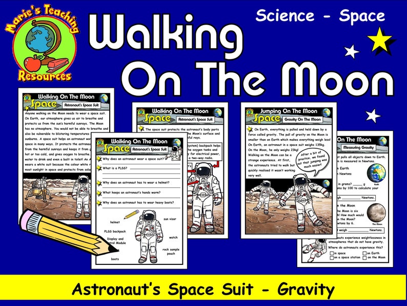 Space Walking on the Moon Worksheets, Space Teaching Resources, Science ...