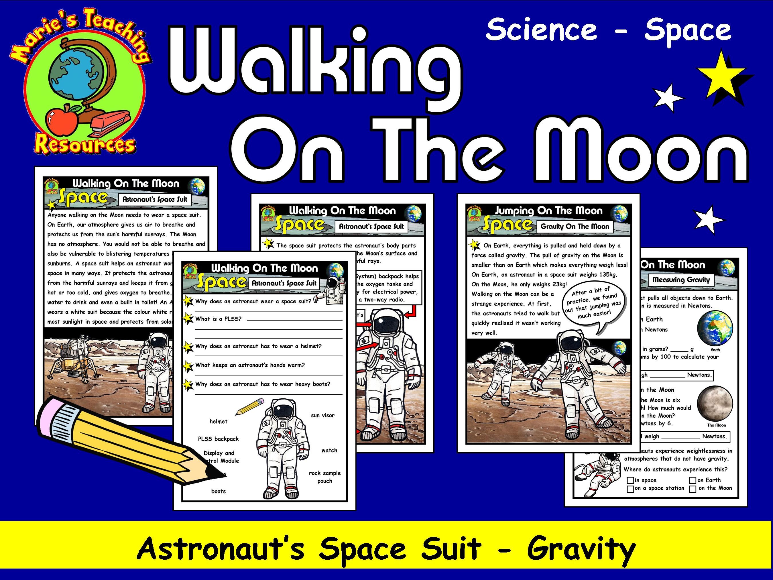 Space Walking on the Moon Worksheets, Space Teaching Resources, Science ...