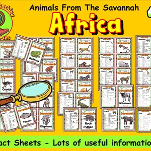 African Animals Fact Sheets, Names Groups Animal Classification Visual ...