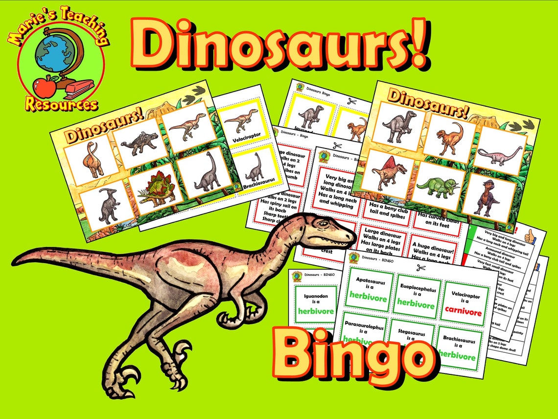 Dinosaurs Bingo Game Dinosaurs Matching Activity Dinosaurs | Etsy