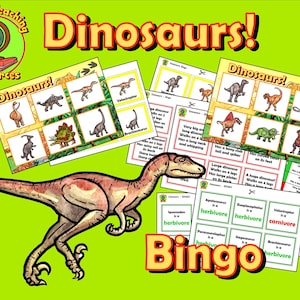 Dinosaurs Bingo Game, Dinosaurs Matching Activity, Science Animal ...