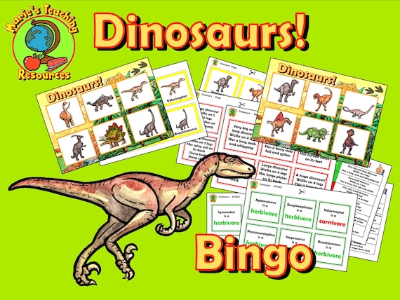 Dinosaurs Bingo Game Dinosaurs Matching Activity Dinosaurs | Etsy