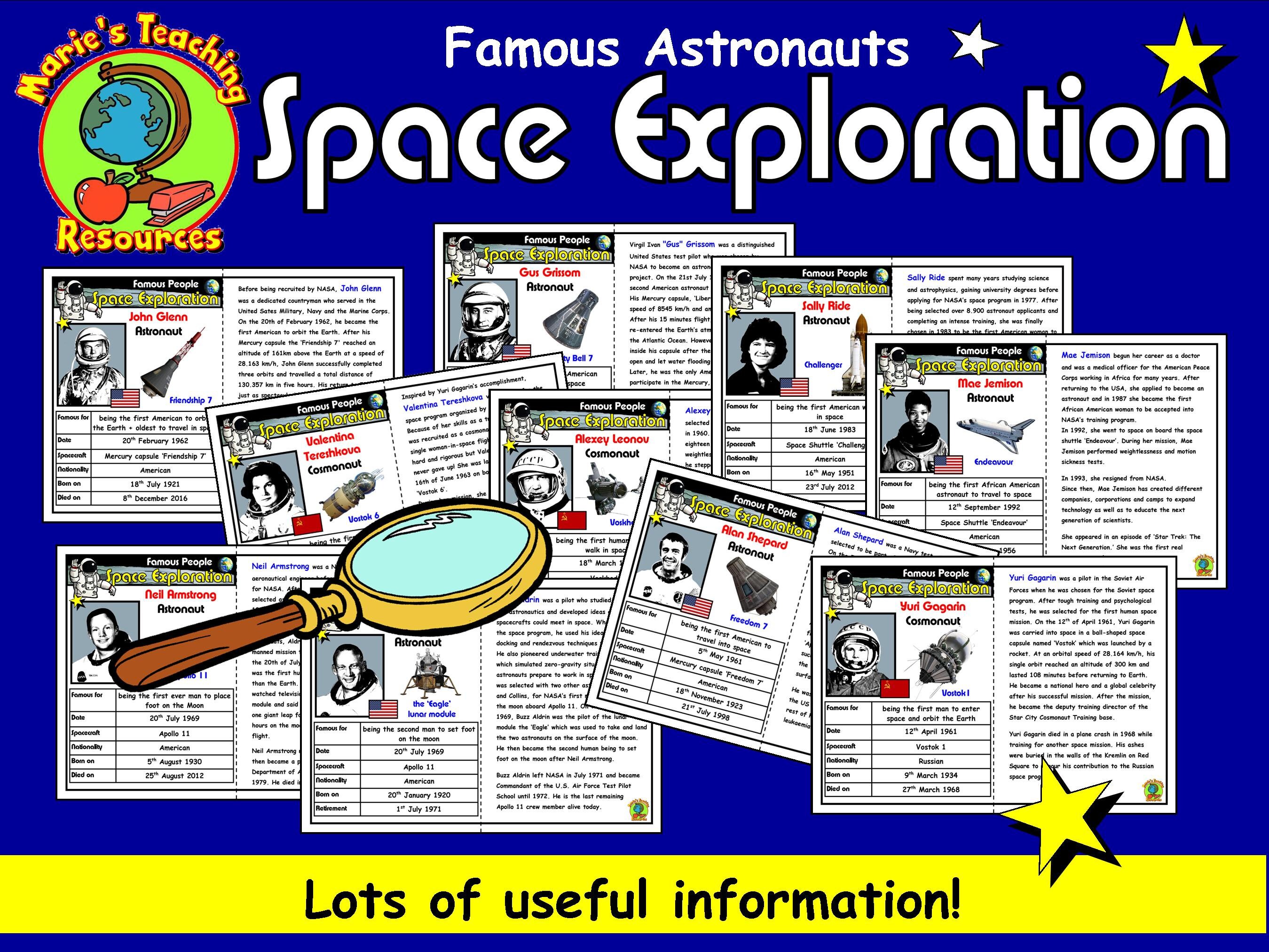 Space Astronauts Fact Sheets, Being an Astronaut Worksheets, History ...