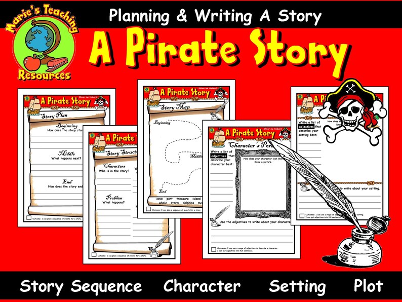 Pirate Story Writing Worksheets, Story Structure Sequence Activities ...