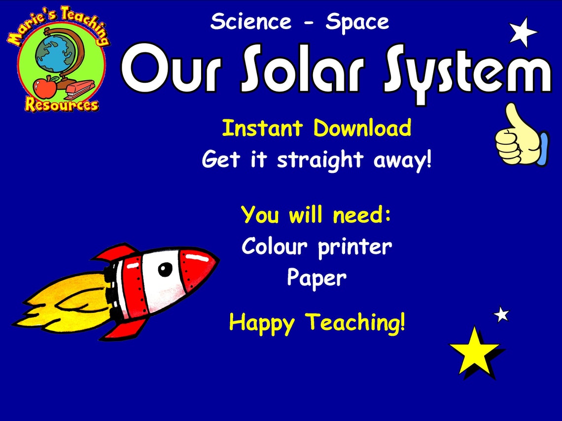Space Our Solar System, Planets Moon Sun Facts and Worksheets, Science ...