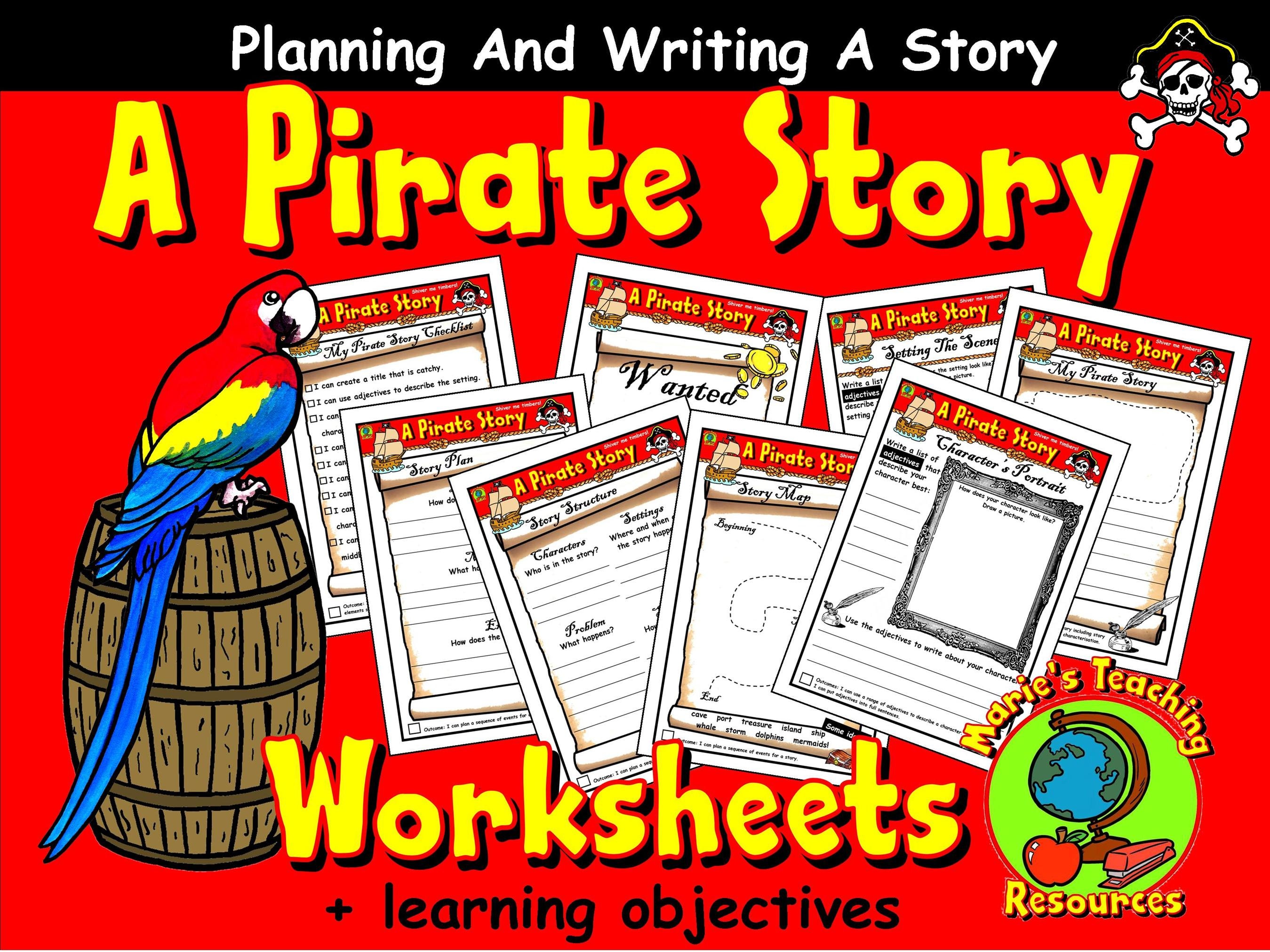 Pirate Story Writing Worksheets, Story Structure Sequence Activities ...