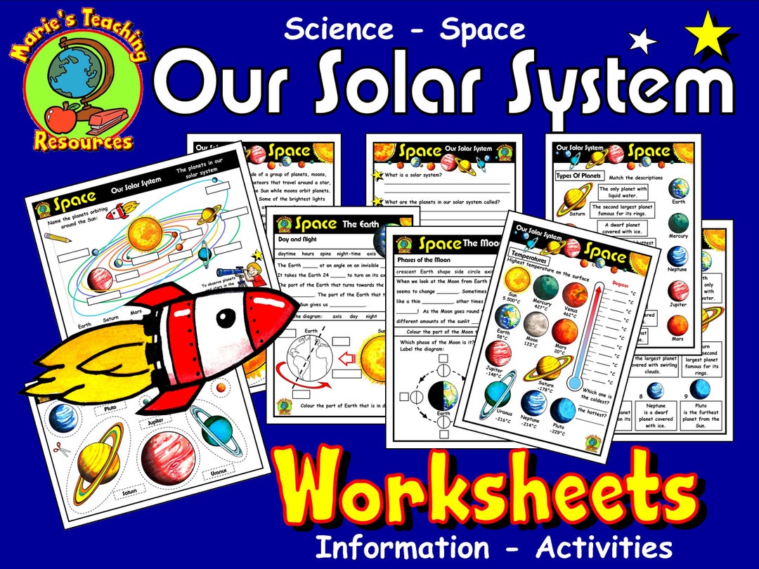 Space Our Solar System, Planets Moon Sun Facts and Worksheets, Science ...