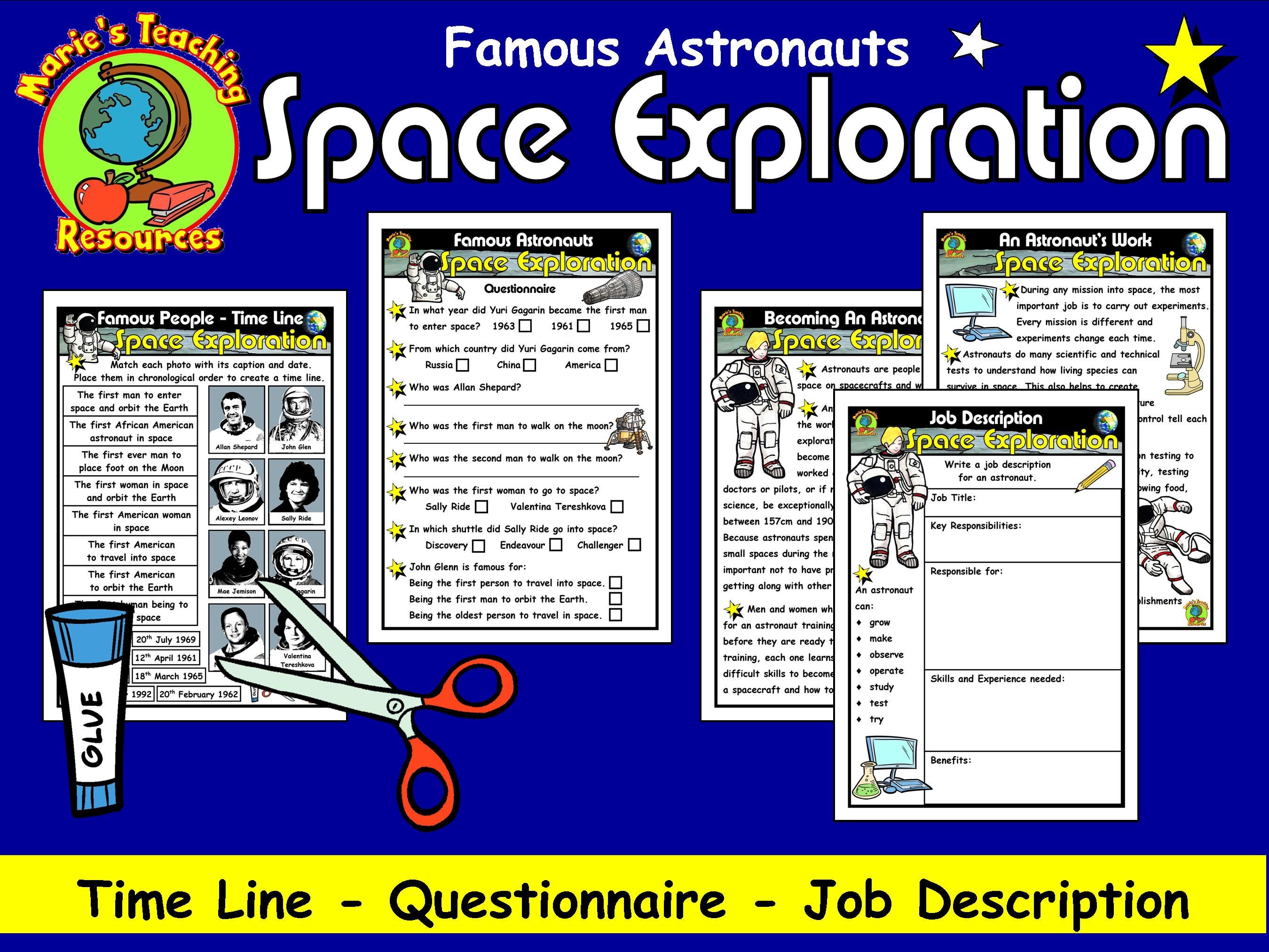 Famous Astronauts Fact Sheets, Famous People Space Exploration Visual ...