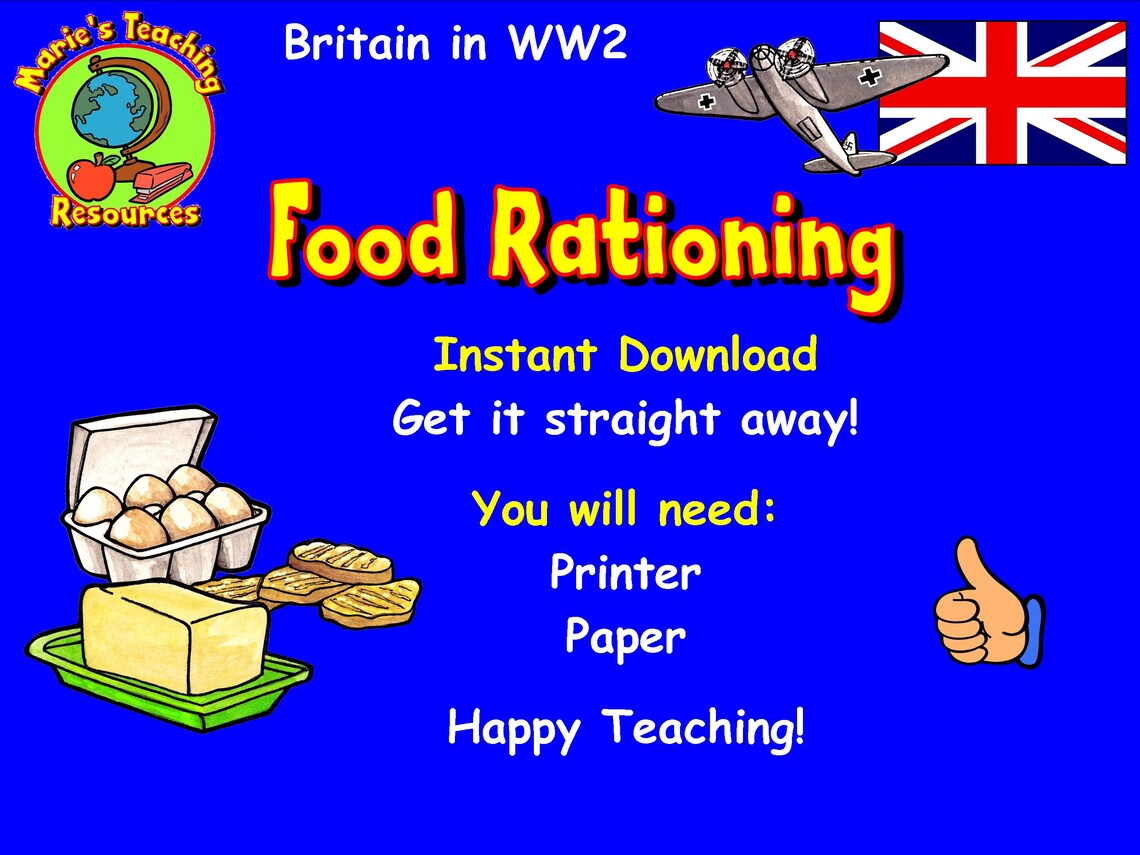 Britain WW2 Food Rationing Worksheets, Food Rationing Facts and ...
