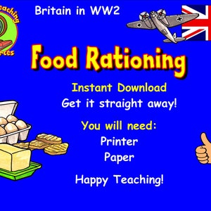 Britain WW2 Food Rationing Worksheets, Food Rationing Facts and ...