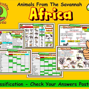 Animals From Africa Classification Sorting Activity, Animals Teaching ...