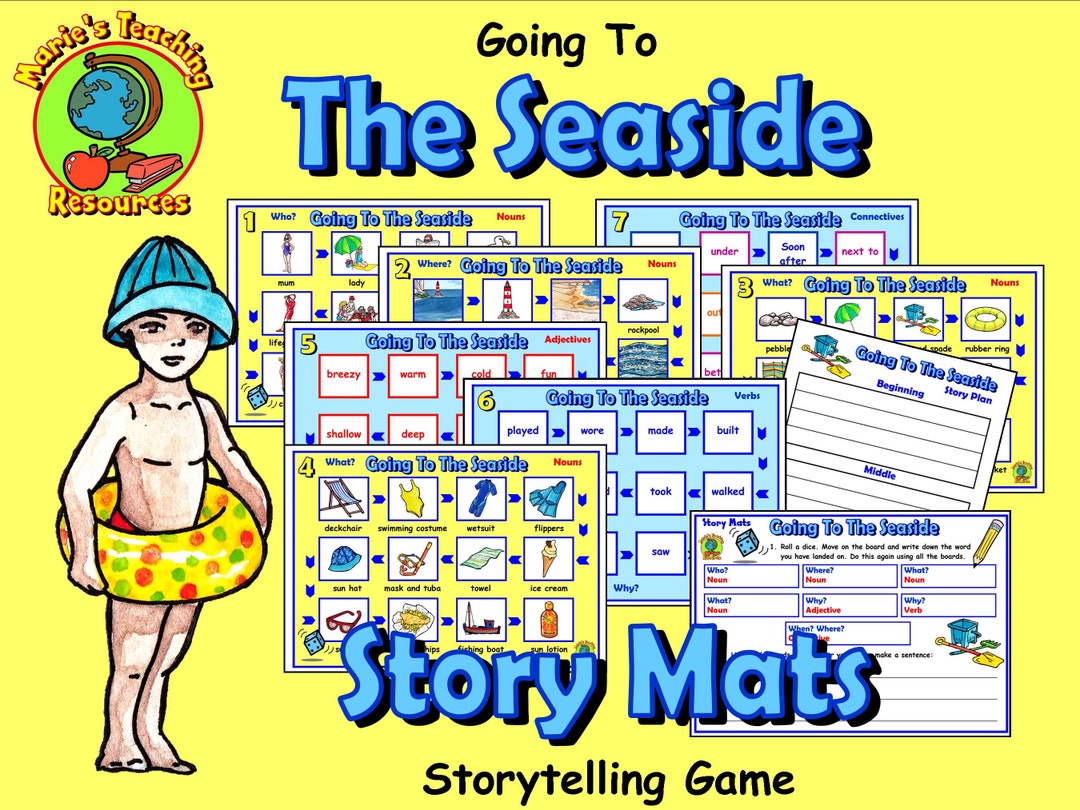 Going to the Seaside Story Mats, Seaside Board Game, Literacy Creative ...