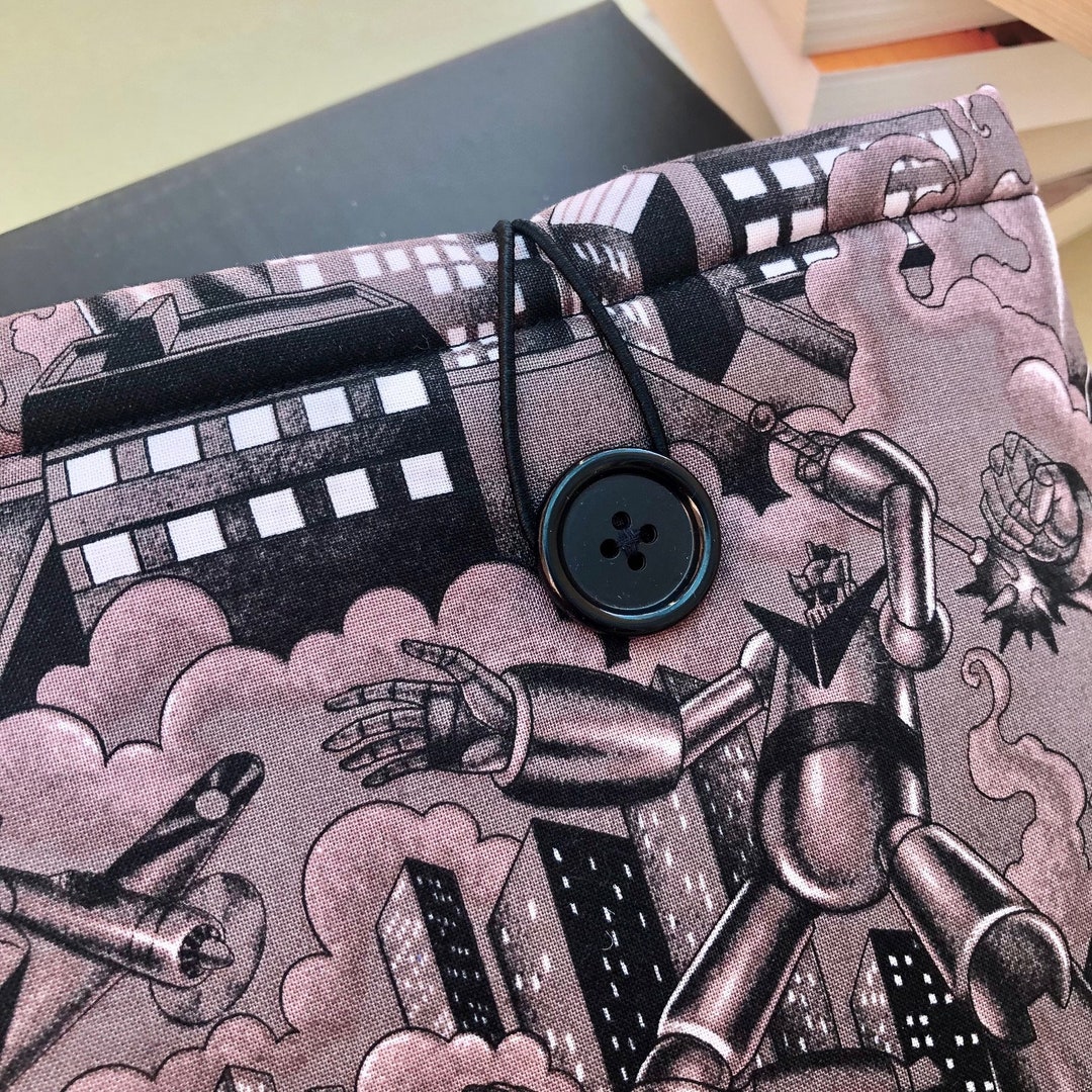 Brown Robot Mecha Anime Padded Book Sleeve, Tablet Cover, Button ...