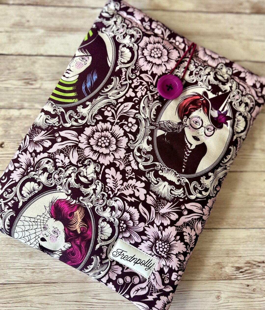 Victorian Goth Girls Padded Book Sleeve | Tablet Cover | Button Closure ...