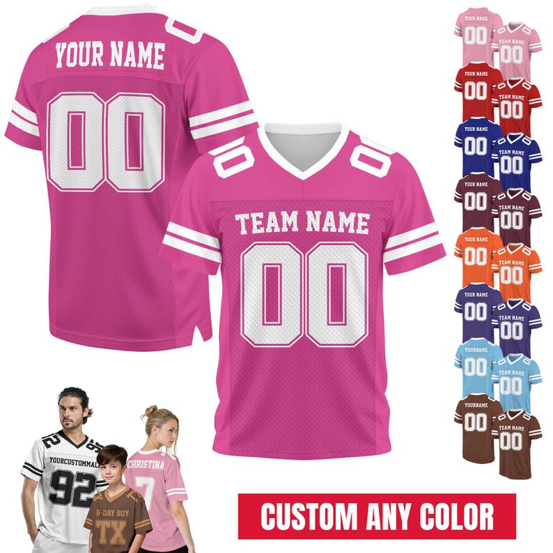 Personalized Team Name & Number Football Jersey for Adult Kid, Custom ...