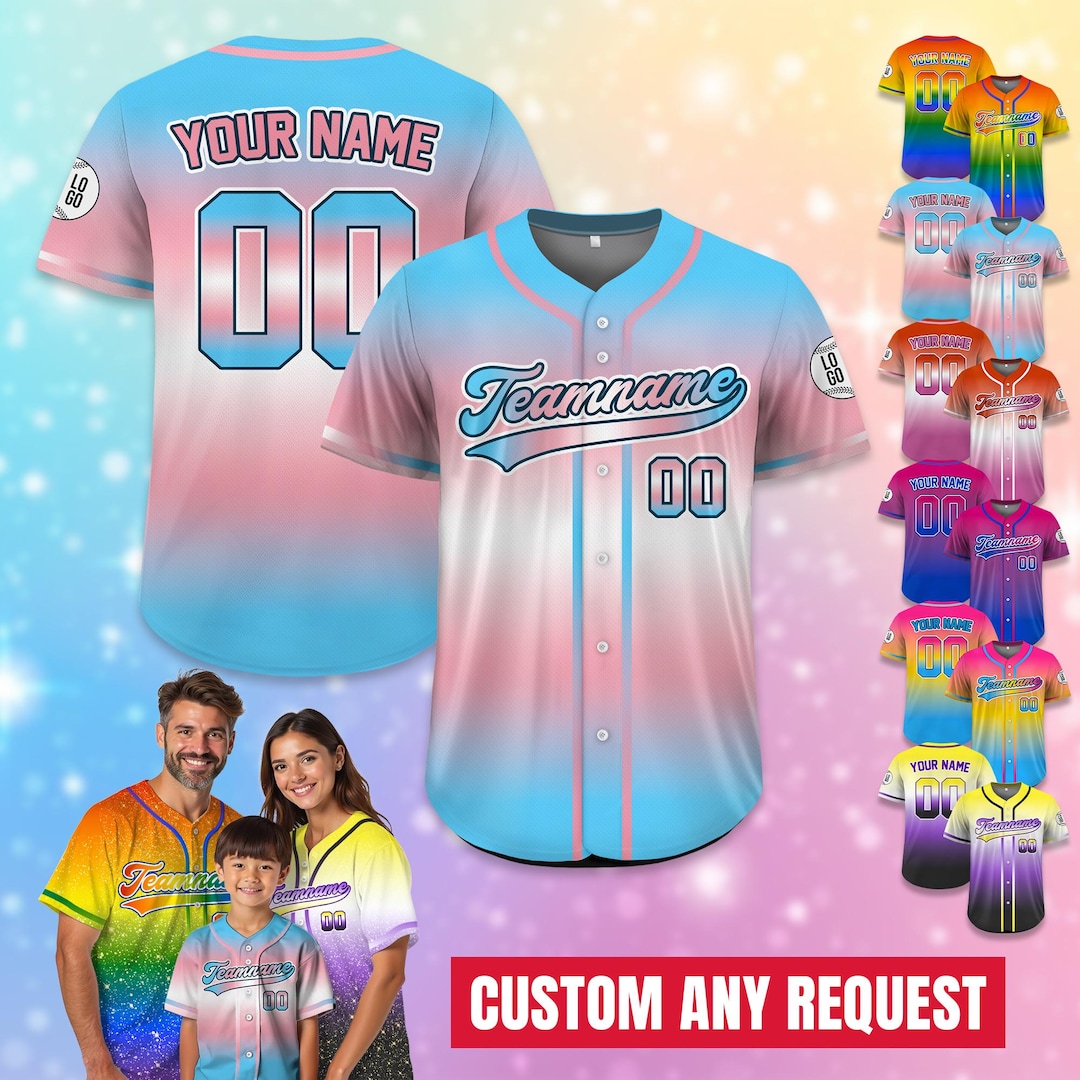 Custom LGBTQ Pride Month Baseball Jersey, Rainbow Pride Jersey for LGBT ...