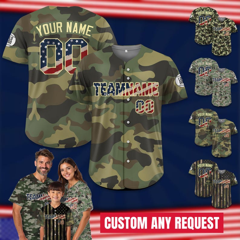 Personalized Camo Baseball Jersey, Custom Jerseys Shirt for Men Women ...