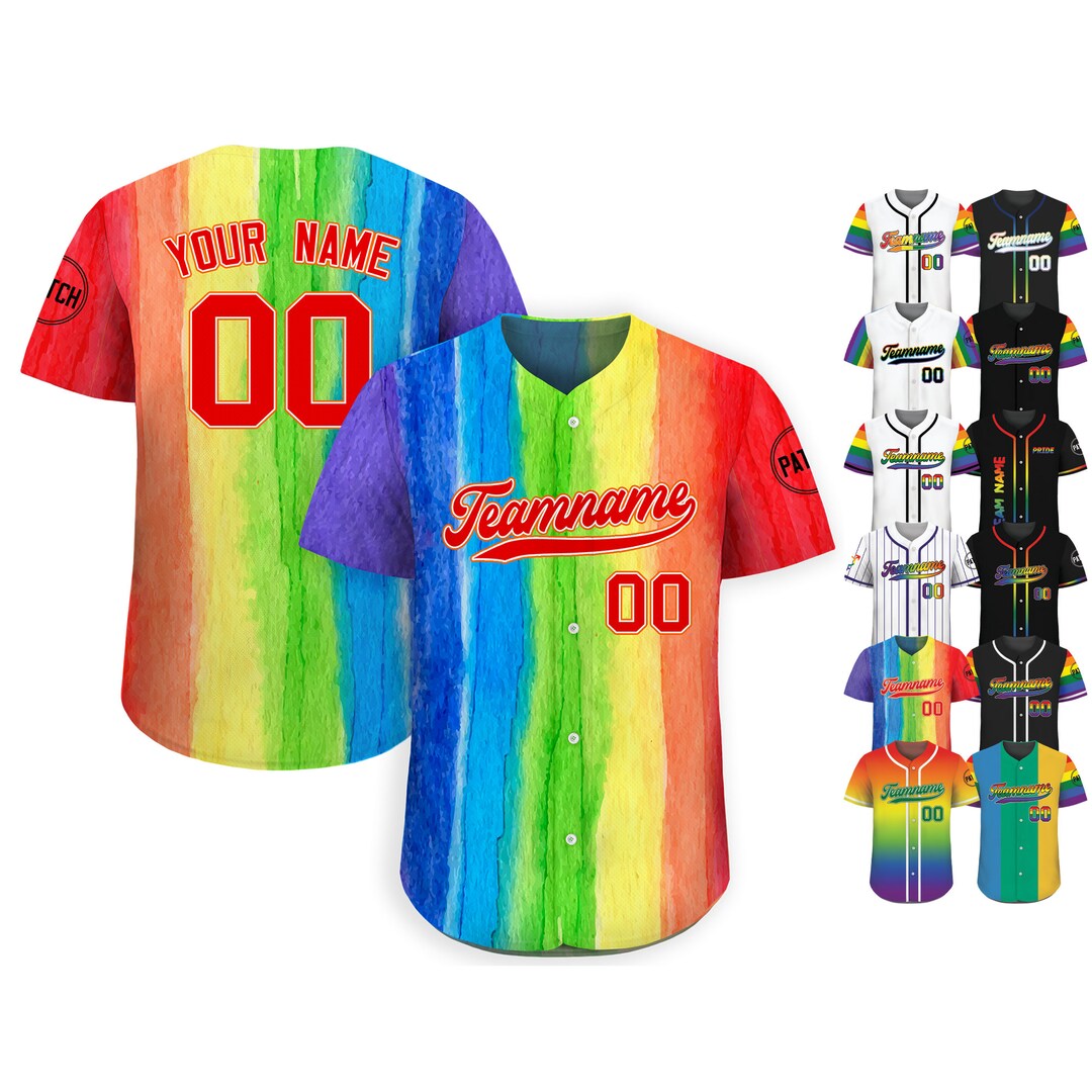 Custom LGBTQ Pride Month Baseball Jersey With Teamname Name Number ...