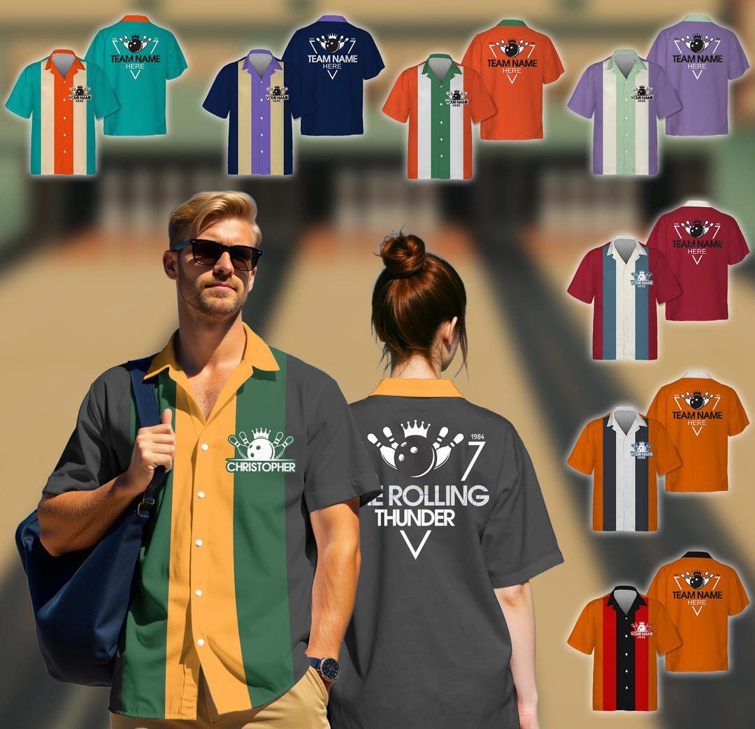 Custom Retro Bowling Team Uniform Shirts for Men Vintage Short Sleeve ...