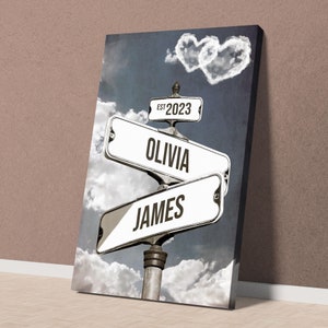 Personalized Name Vintage Street Sign Canvas, Custom Name Date ...