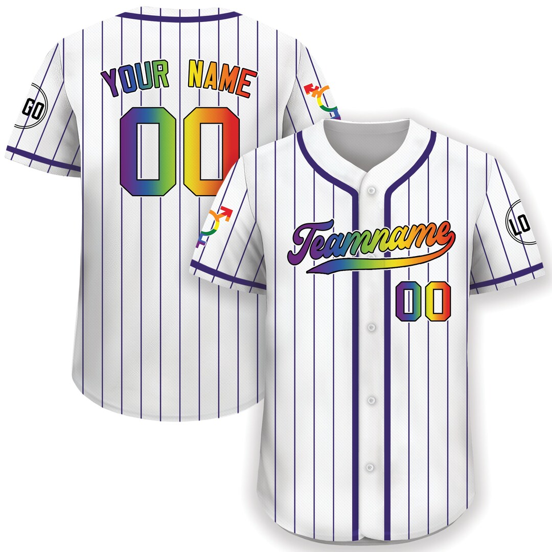 Custom LGBTQ Pride Month Baseball Jersey With Teamname Name Number ...