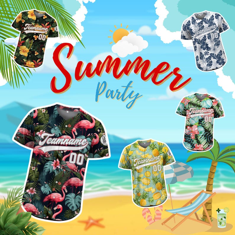 Personalized Hawaiian Baseball Jersey With Team Name Number Logo ...