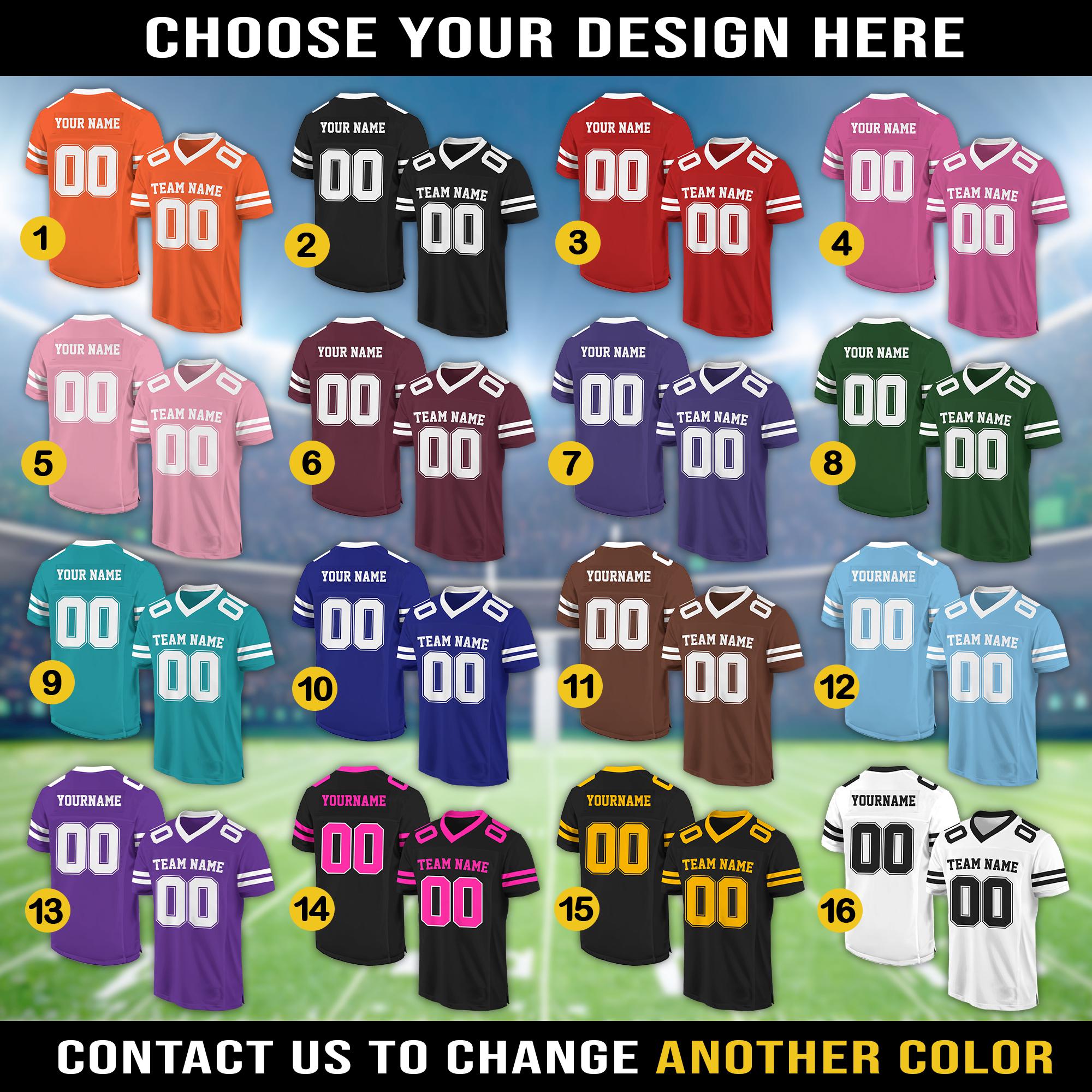 Personalized Team Name & Number Football Jersey for Adult Kid, Custom ...
