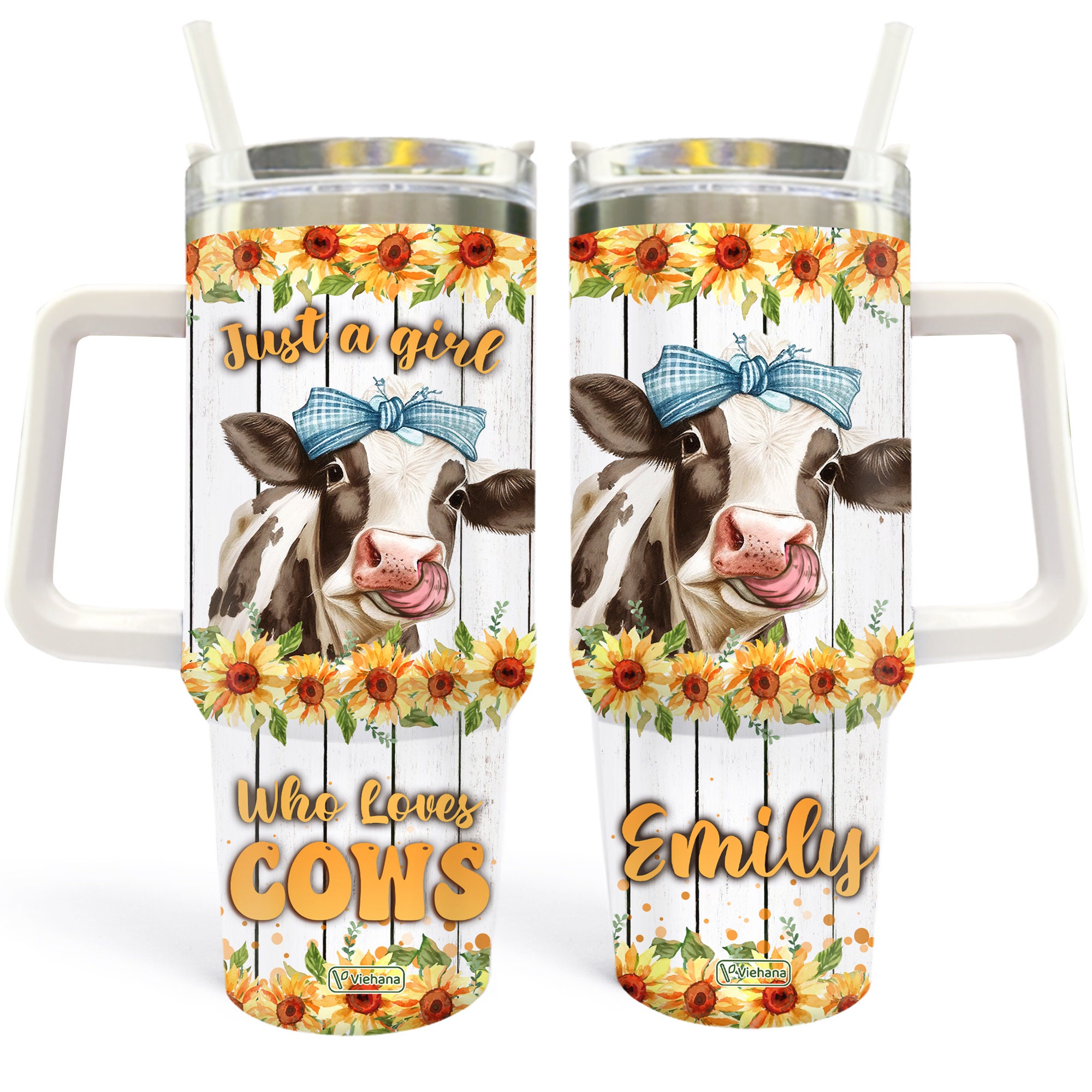 Personalized Cow Print Tumbler, Just A Girl Who Loves Cows Tumbler 40oz ...