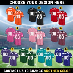 Personalized Team Name & Number Football Jersey for Adult Kid, Team ...