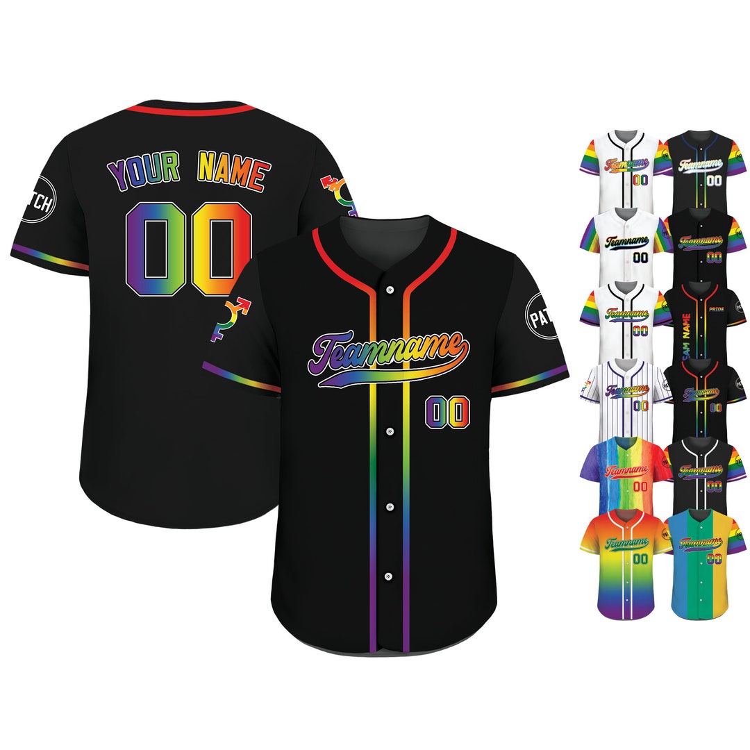 Custom LGBTQ Pride Month Baseball Jersey With Teamname Name Number ...