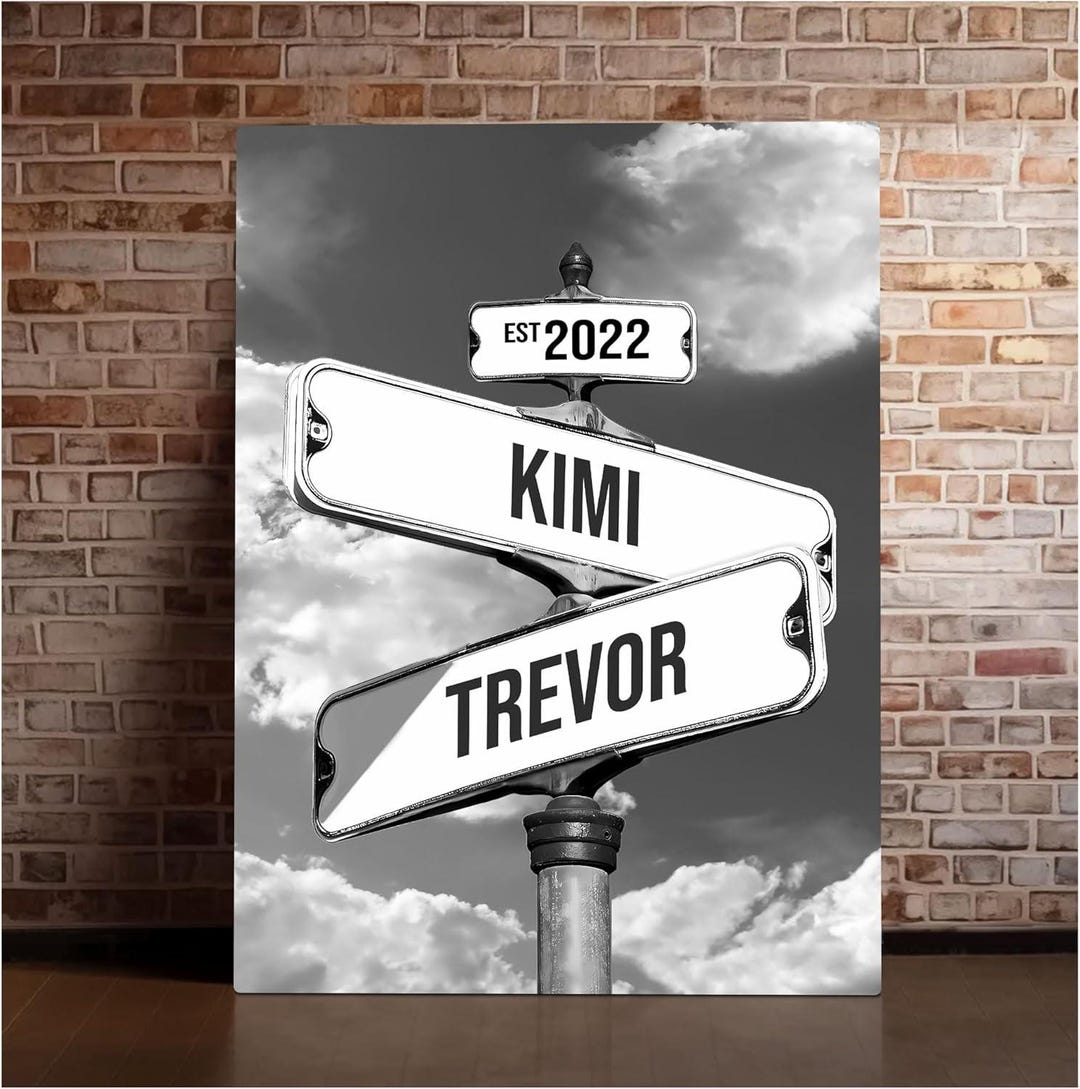 Personalized Name Vintage Street Sign Canvas, Wedding Wall Art Custom ...