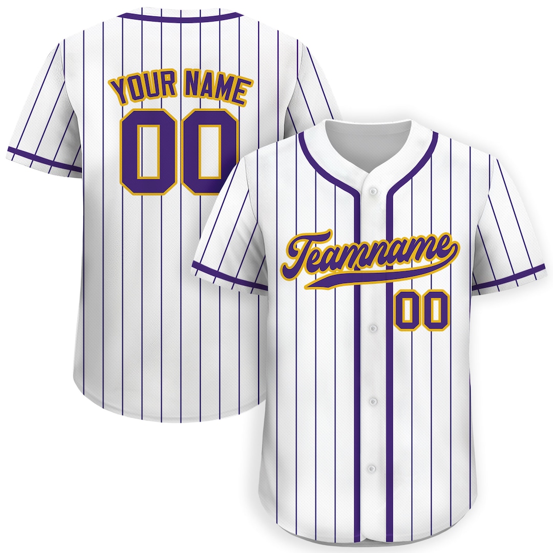 Custom Pinstripe Baseball Jersey With Teamname Name Number, Printed ...