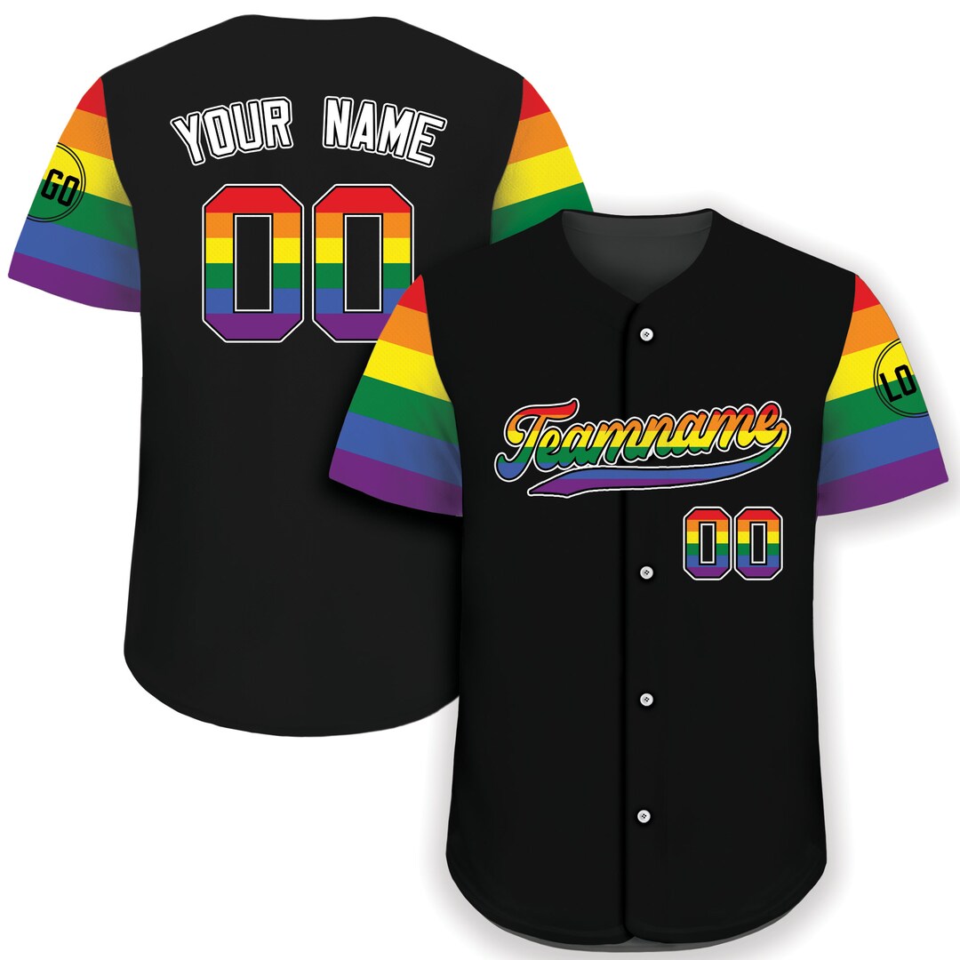 Custom LGBTQ Pride Month Baseball Jersey With Teamname Name Number ...