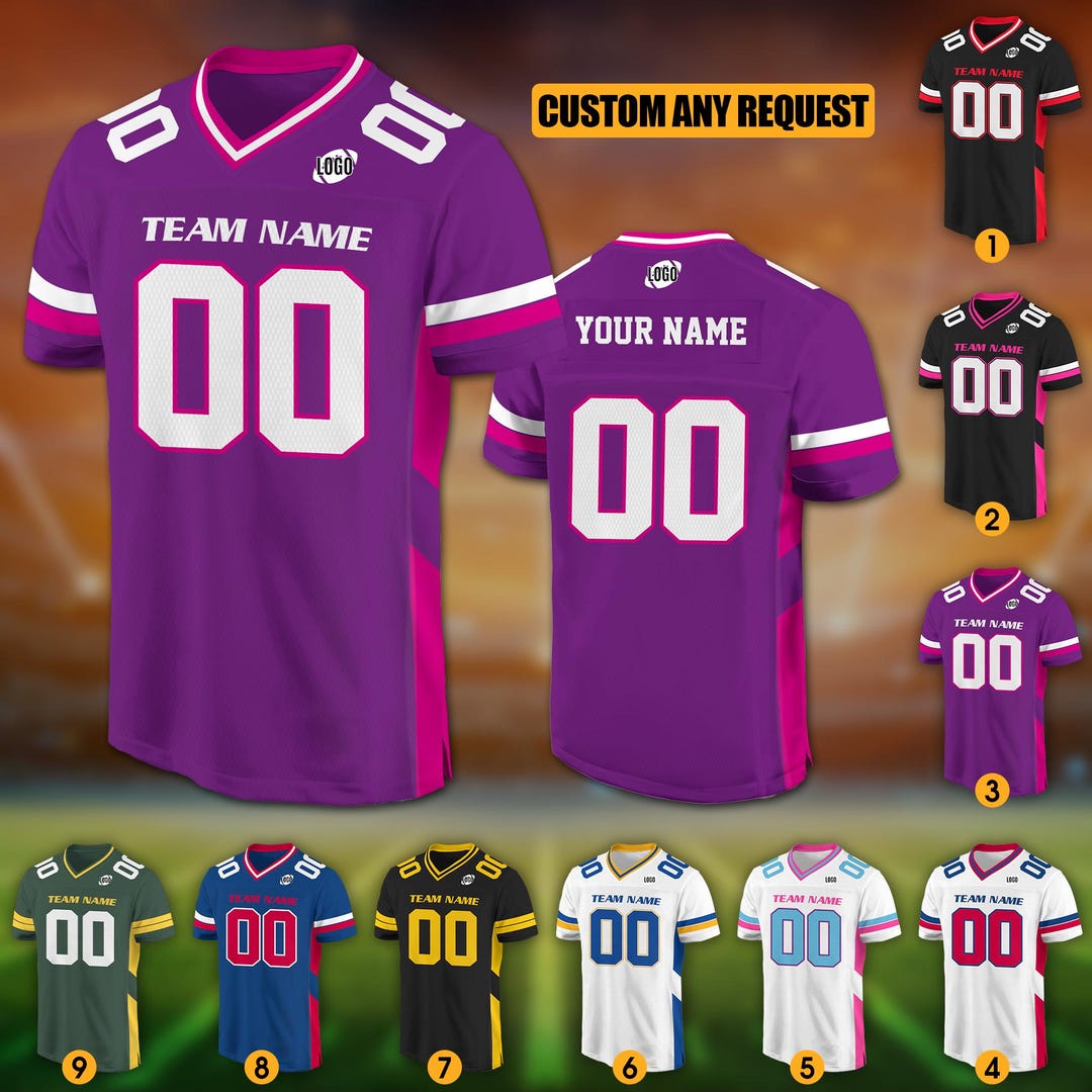 Personalized Team Name Number Football Jersey Shirt for Adult Kid ...